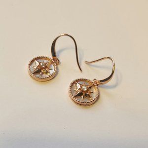 Jora | Jewelry | Rose Gold Starburst Drop Earrings With Black Stretch ...
